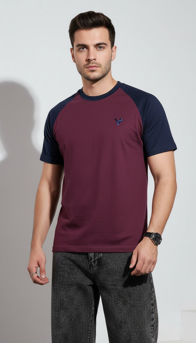 The Crew Raglan Classic – Maroon & Navy Fusion – Vogue Fashions